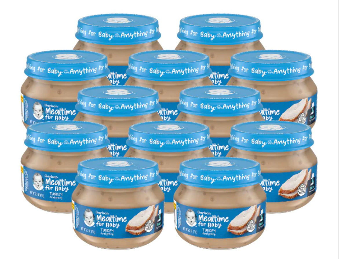 Gerber 2nd foods Mealtime Turkey and Gravy, 2.5 oz Jar (10 pack ...
