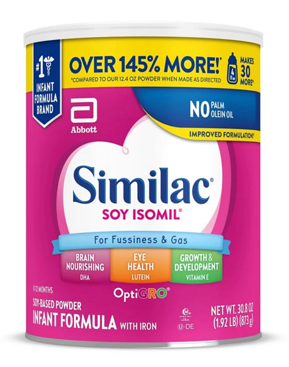 Similac Soy Isomil Infant formula with Iron 30.8 OZ, Case of 6 – Babies ...